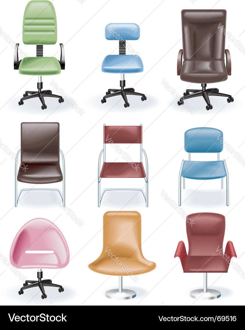 Furniture icon set chairs Royalty Free Vector Image
