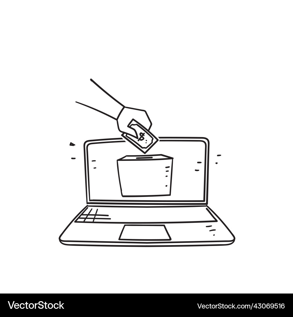 Hand drawn doodle digital donation Royalty Free Vector Image