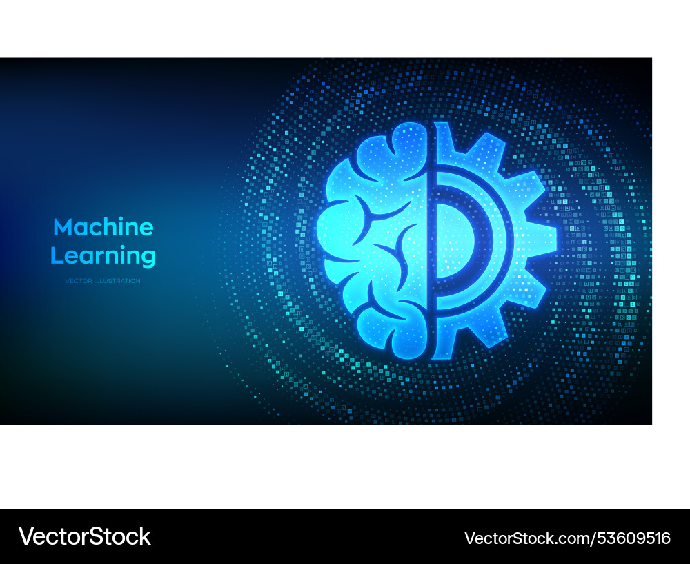 Machine learning icon made with binary code ai Vector Image