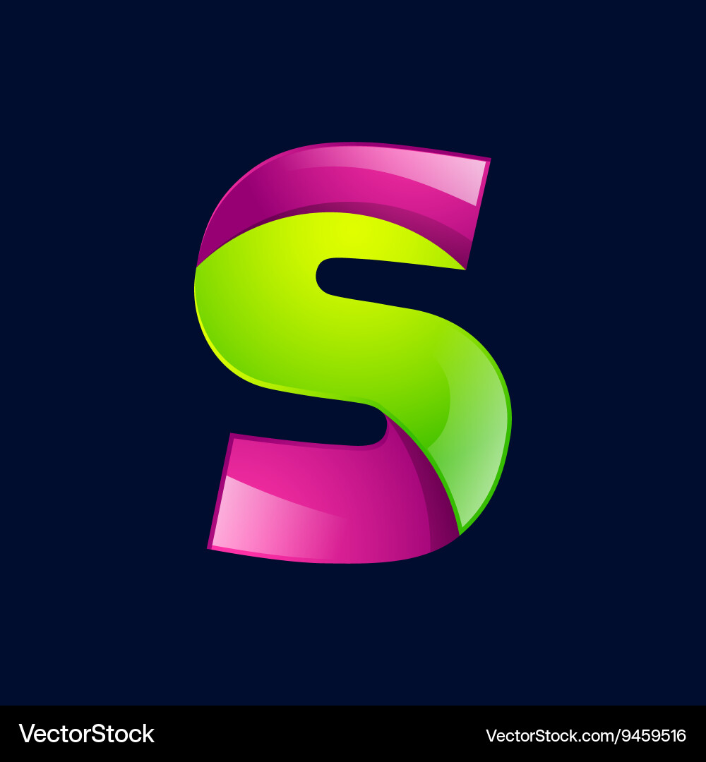 S letter green and pink logo design template Vector Image