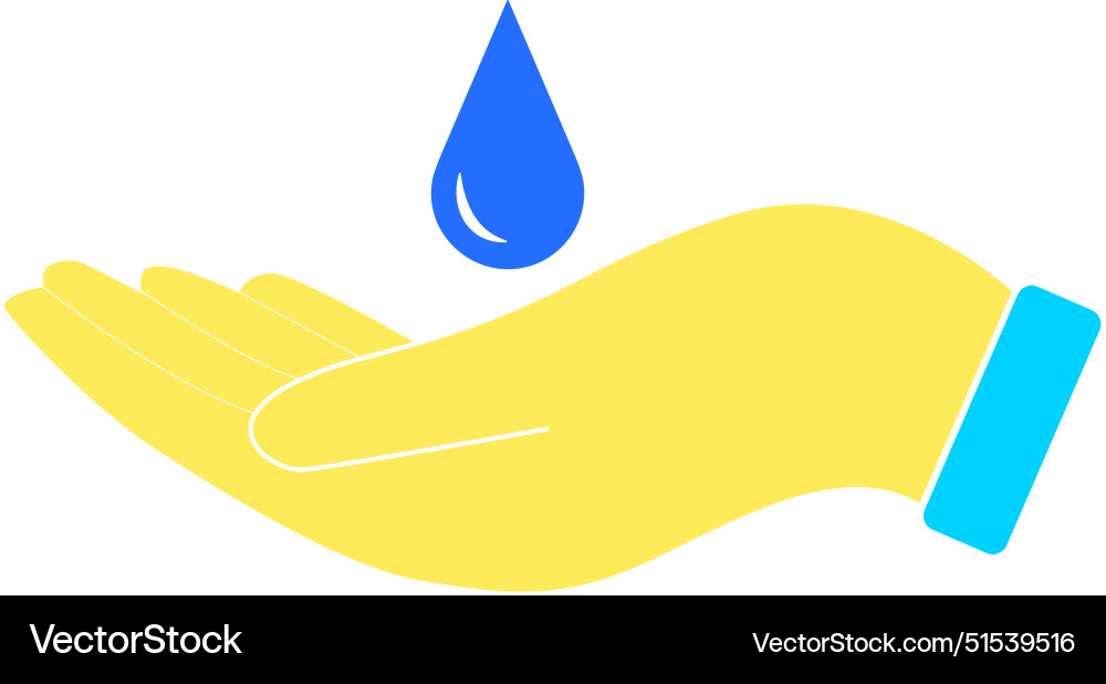 Save water color with hand symbol drop Royalty Free Vector