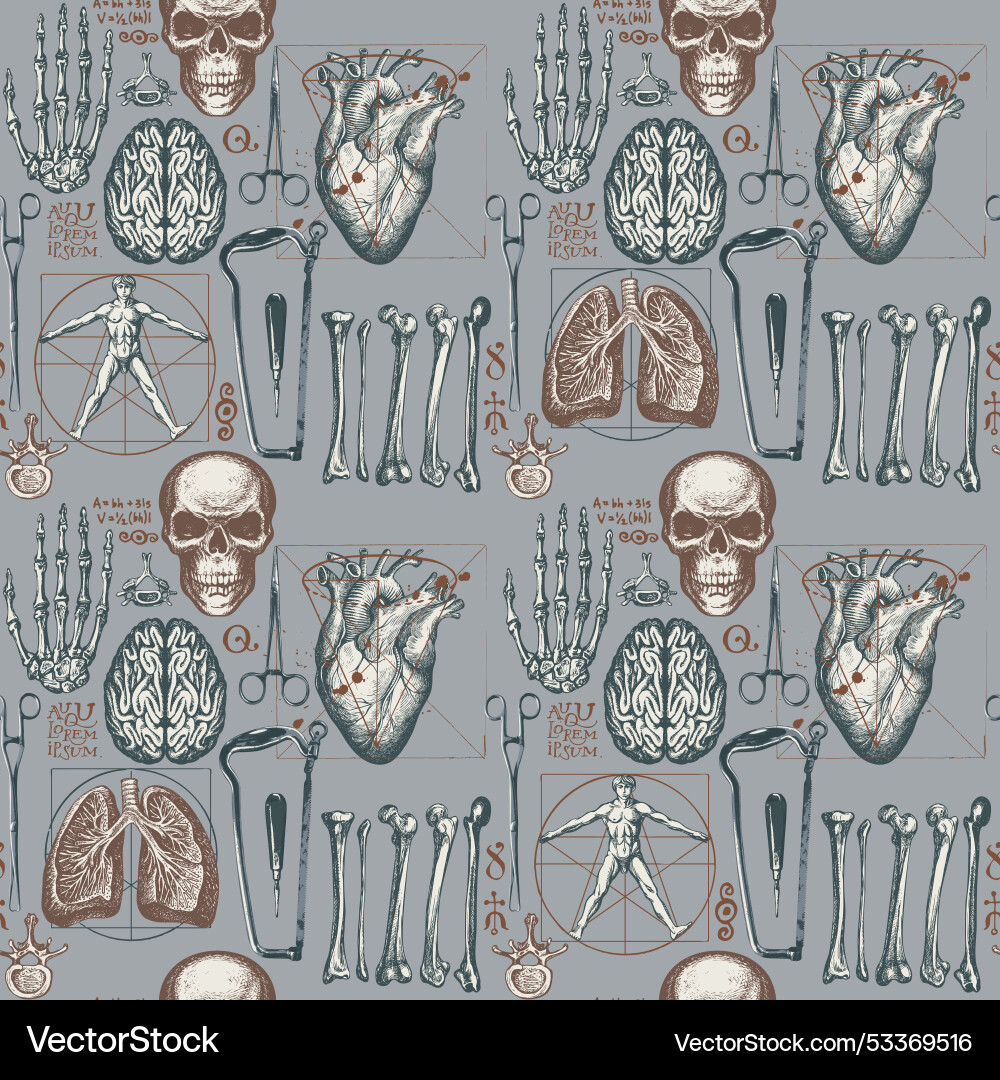 Seamless pattern on teme human anatomy Royalty Free Vector