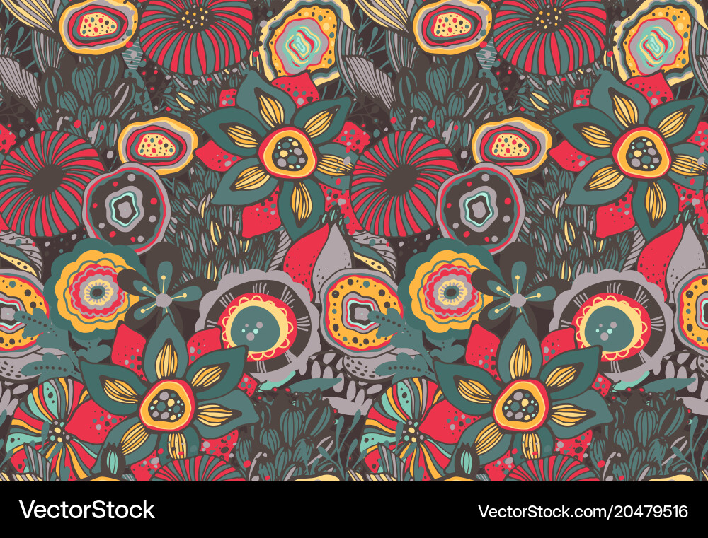 Seamless pattern with hand drawn floral fantasy Vector Image
