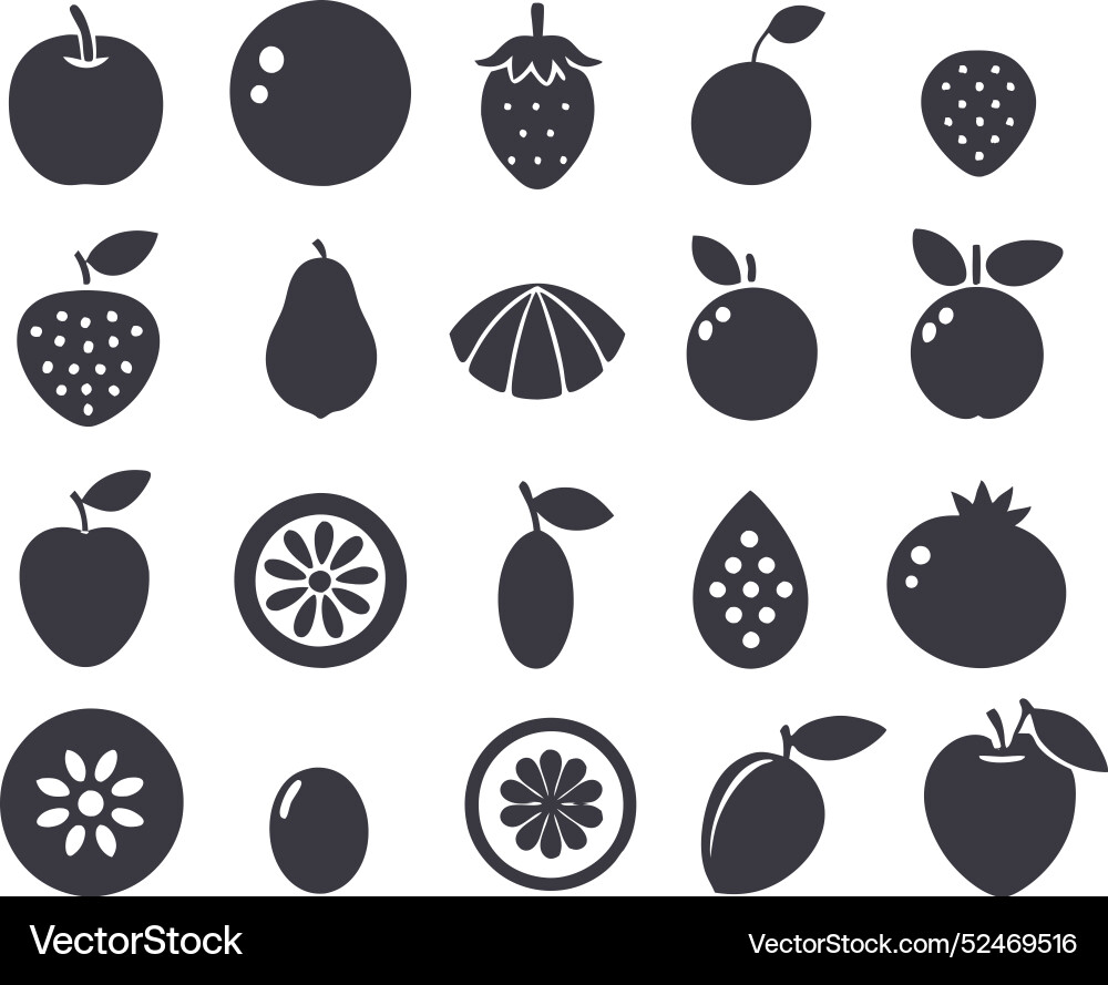 Set of healthy fruit Royalty Free Vector Image