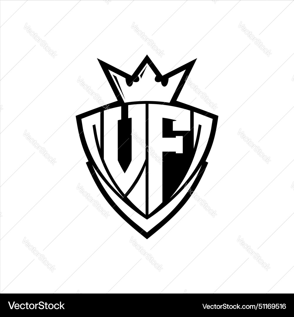 Vf letter logo with sharp triangle shield shape Vector Image