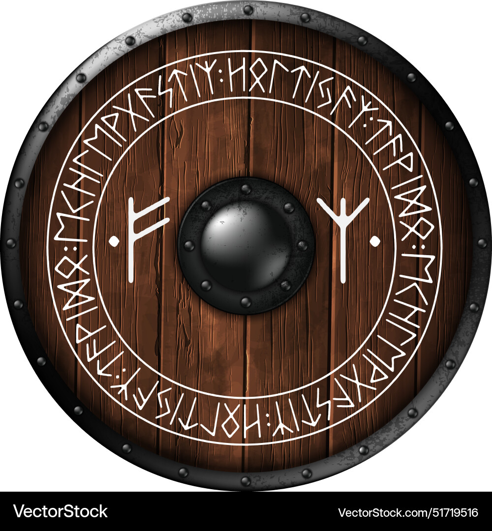 Viking shield design a wooden bound Royalty Free Vector