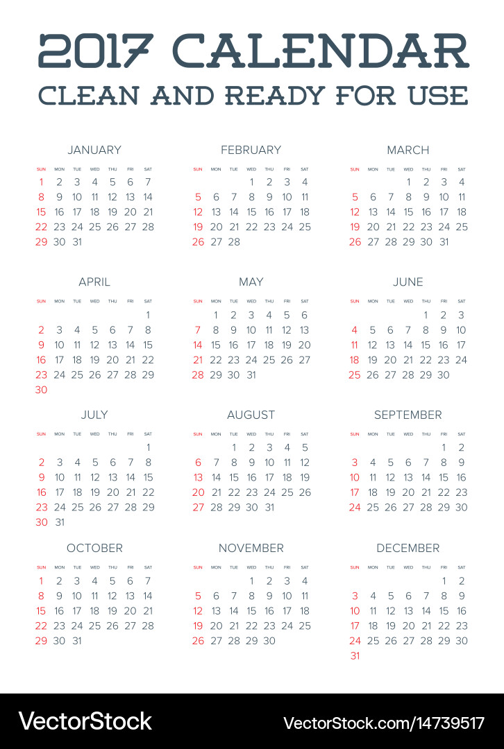 2017 calendar abstract week starts from sunday Vector Image