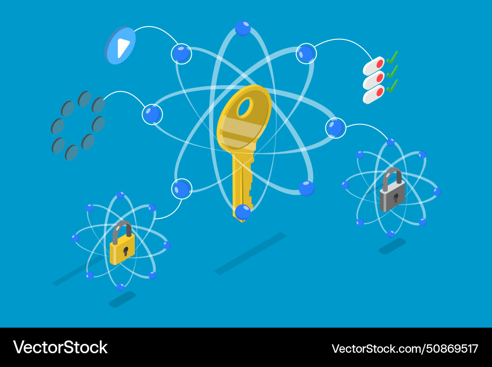 3d isometric flat of quantum Royalty Free Vector Image