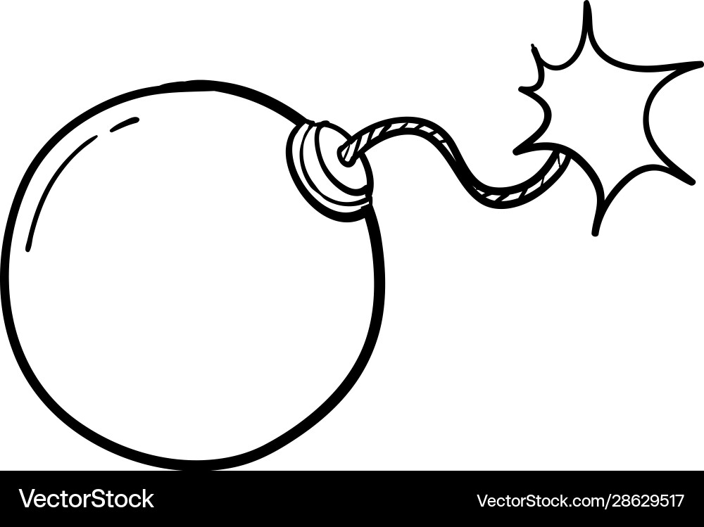 Bomb with burning wick hand drawn doodle style Vector Image