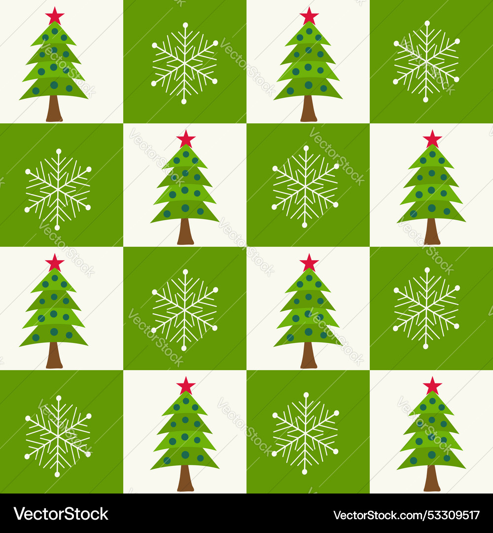 Checkered christmas tree seamless pattern Vector Image