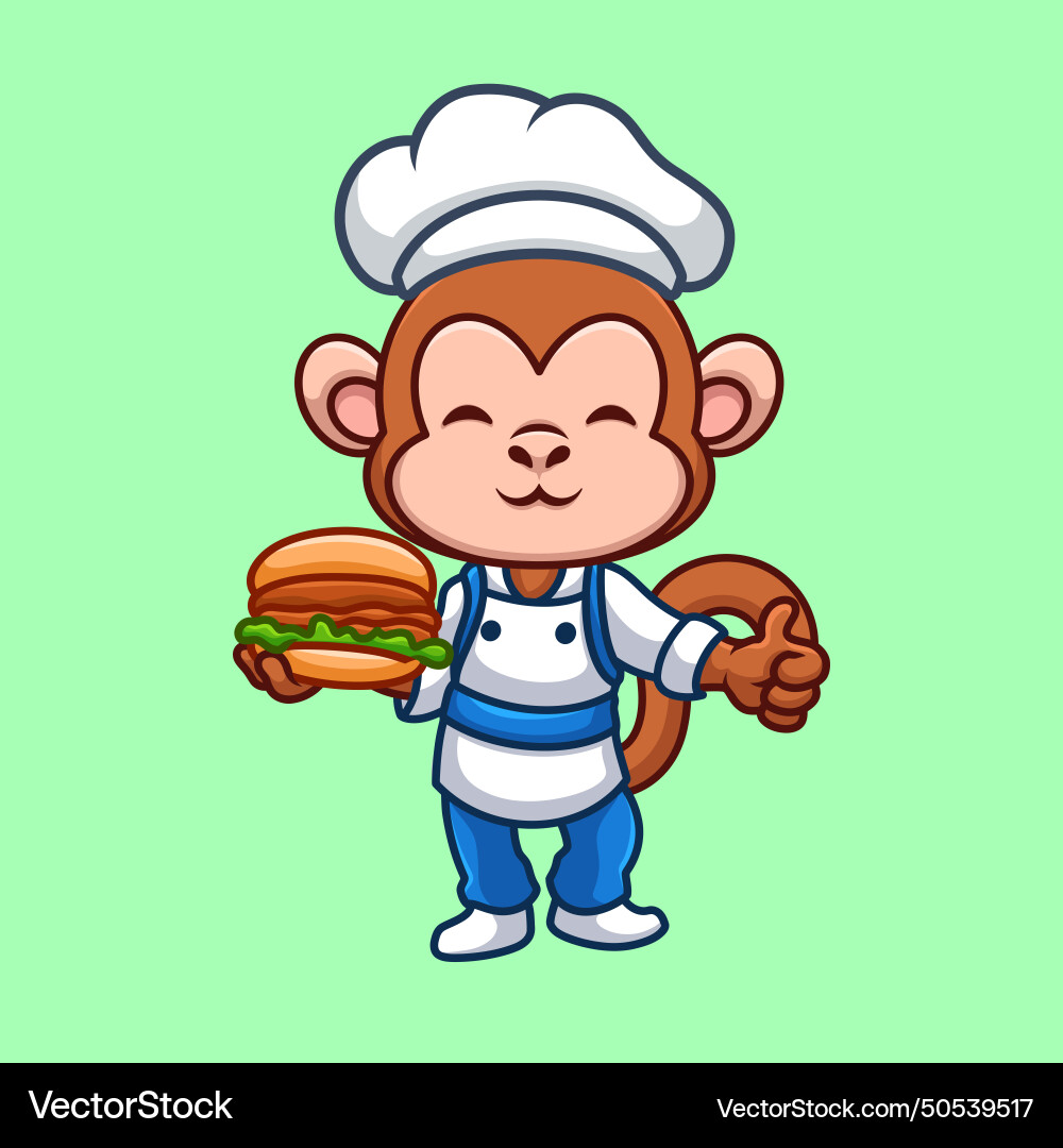 Chef monkey cute cartoon Royalty Free Vector Image