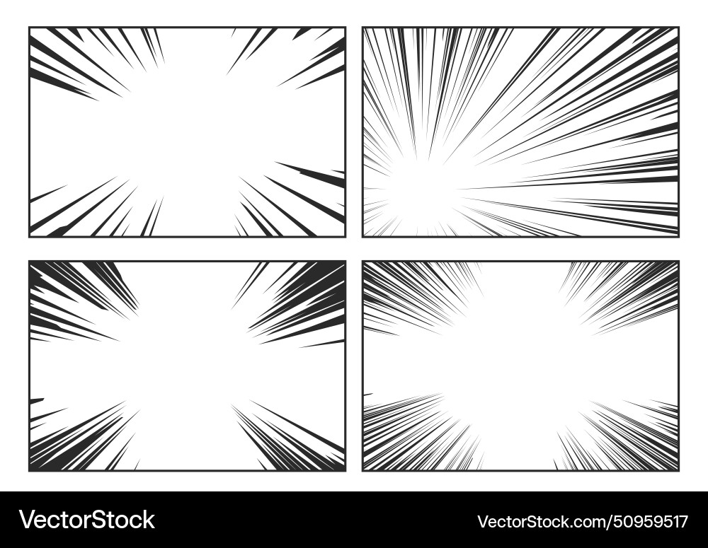 Comic speed lines set dynamic visual Royalty Free Vector