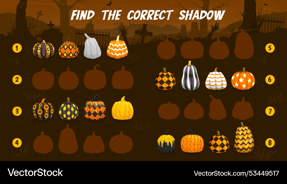 Find correct shadow of halloween patterned pumpkin