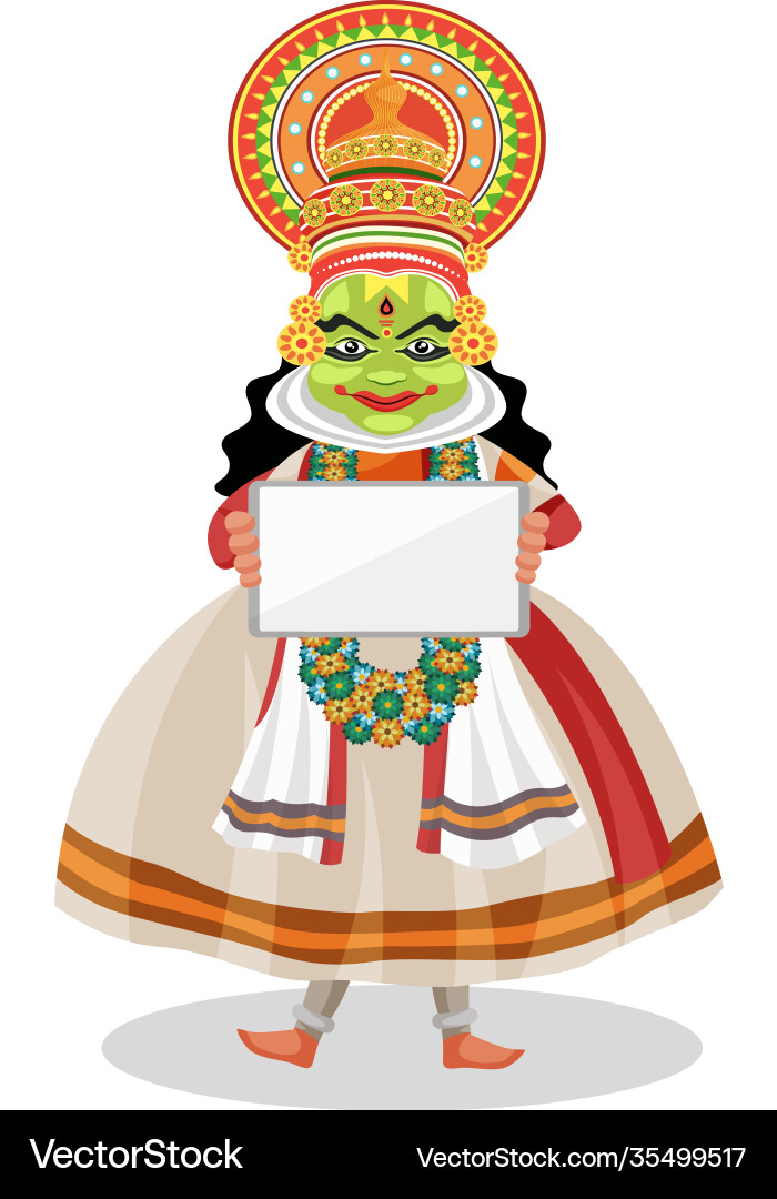 Kathakali dancer cartoon Royalty Free Vector Image