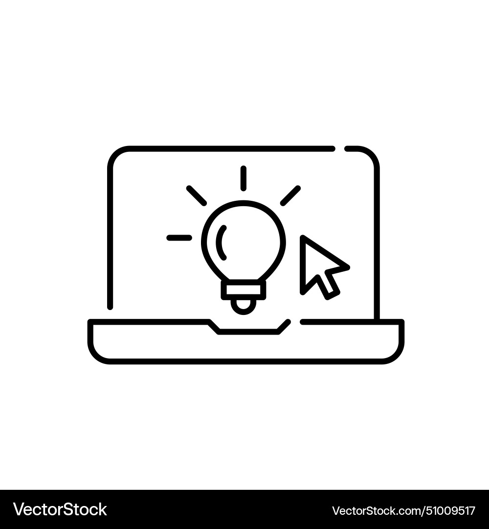 Laptop with mouse pointer clicking on light bulb Vector Image