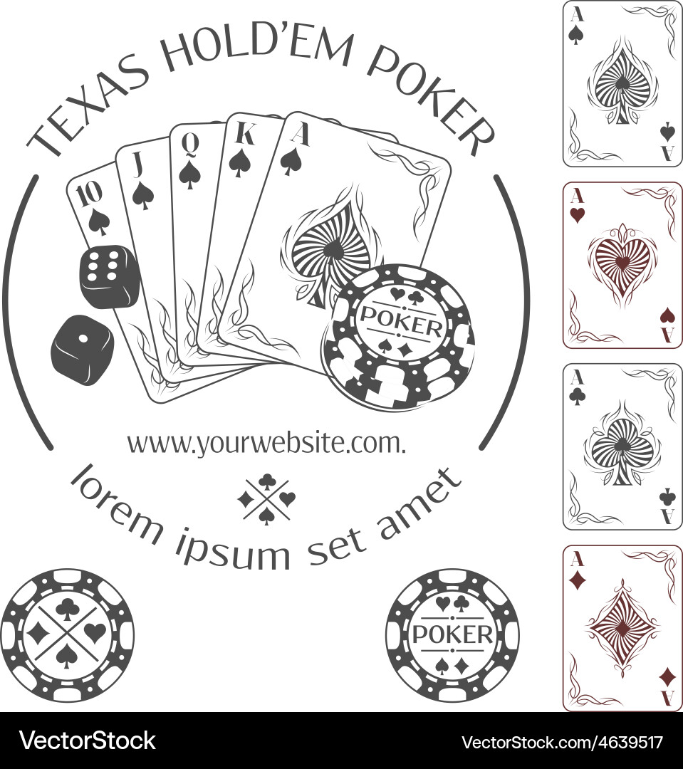 Poker emblem and design elements Royalty Free Vector Image