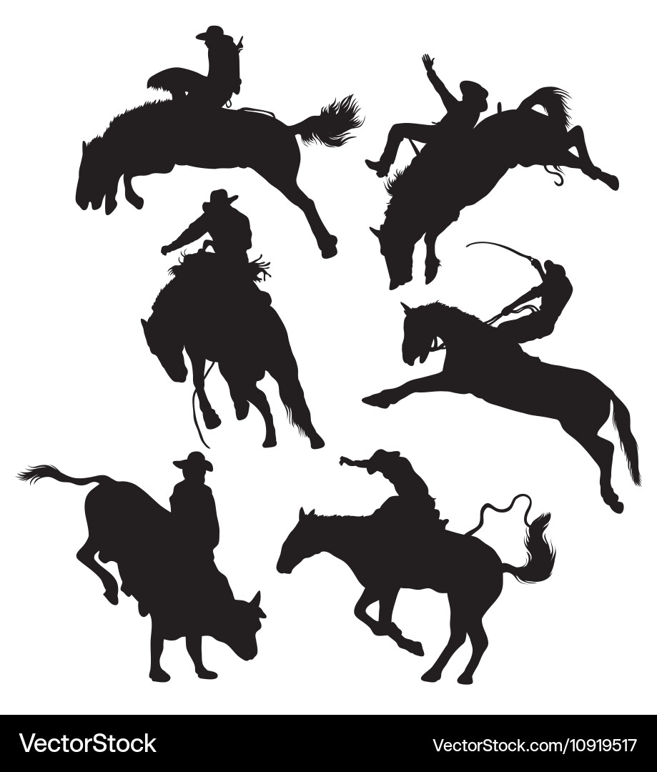 Rodeo activity silhouettes Royalty Free Vector Image