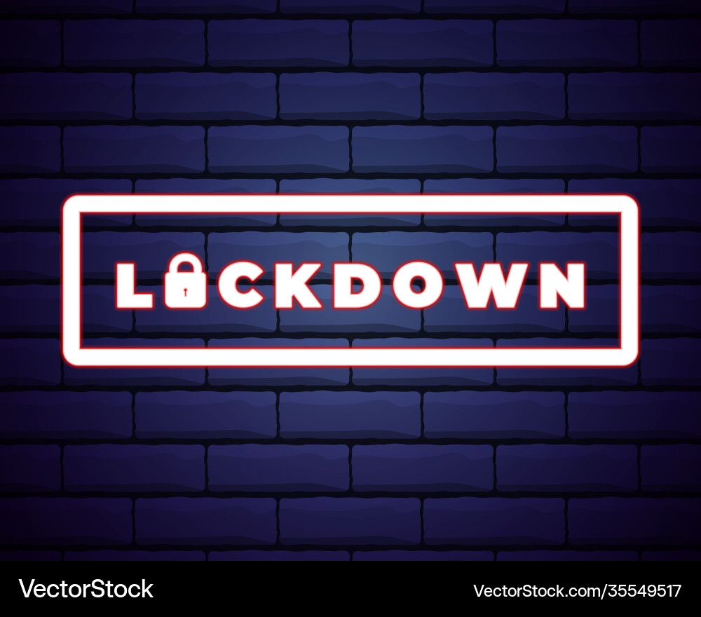 Stop lock down neon sign covid design Royalty Free Vector