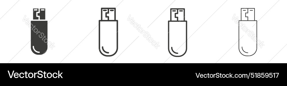 Usb pendrive icon set data transfer computer Vector Image