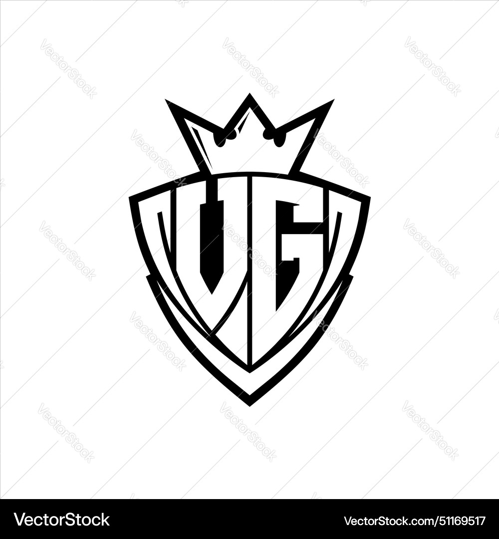 Vg letter logo with sharp triangle shield shape Vector Image