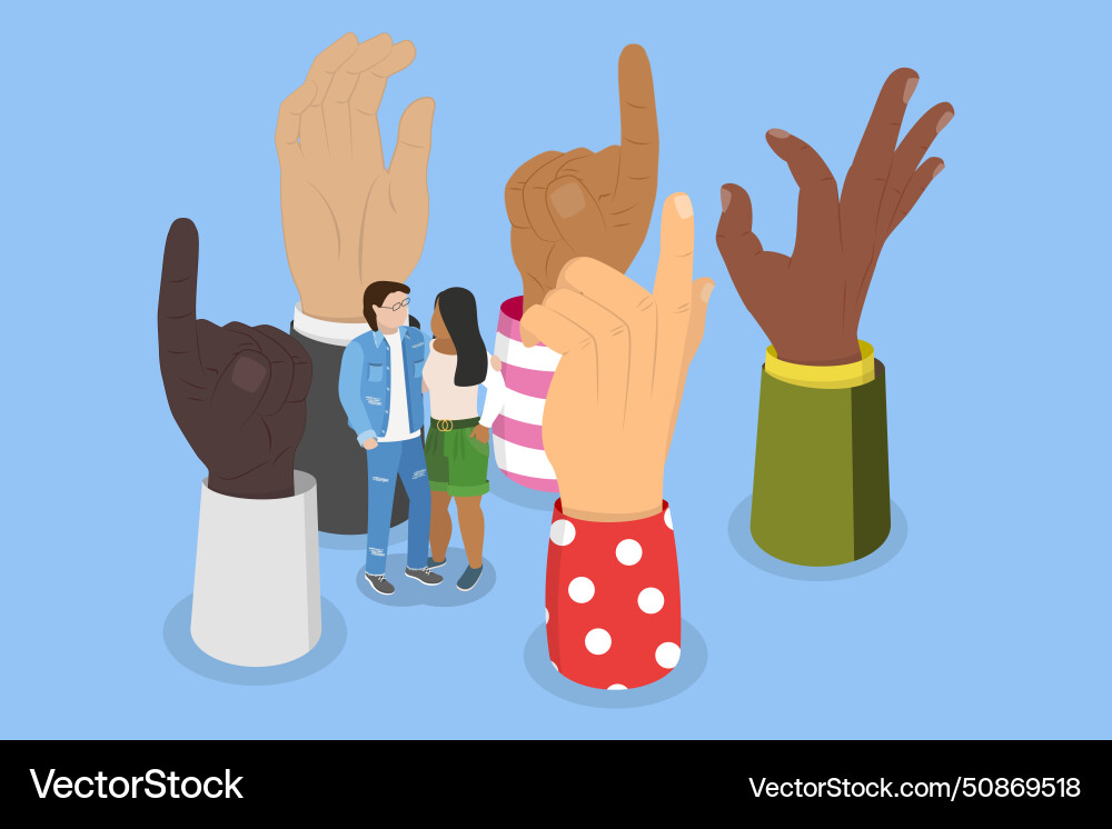 3d isometric flat of social Royalty Free Vector Image