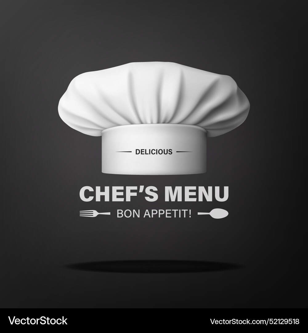 Banner with 3d realistic white chef hat toque Vector Image