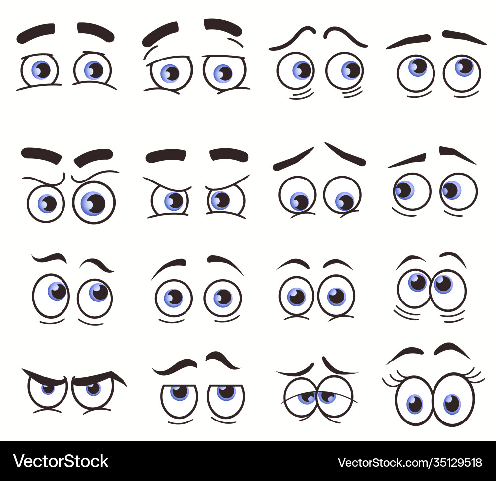 Cartoon funny eyes faces set Royalty Free Vector Image