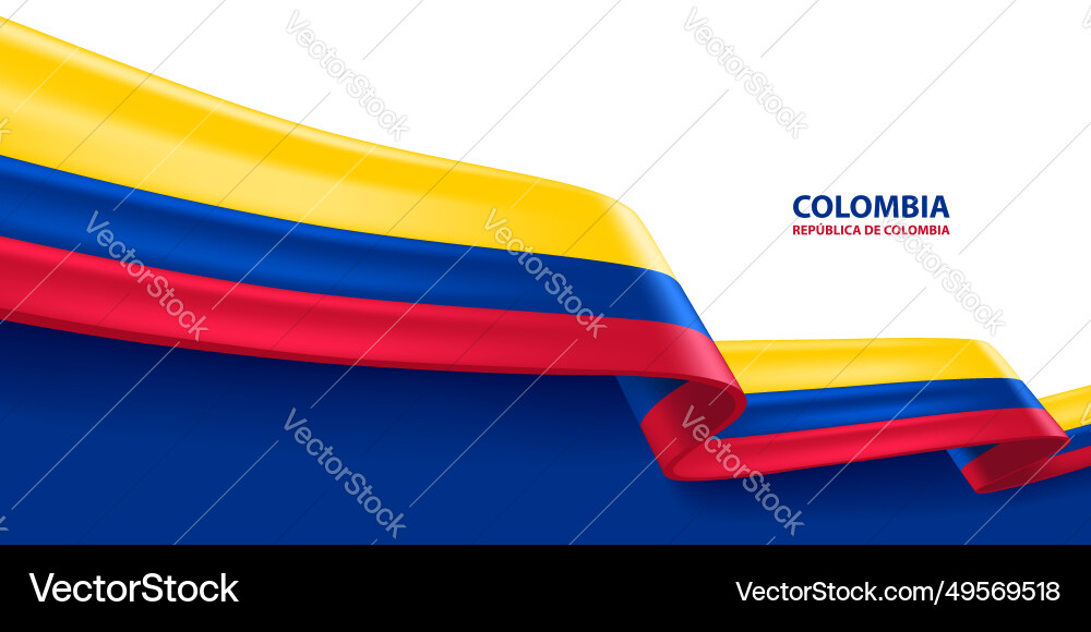 Colombia Flag Ribbon Wave Royalty Free Vector Image