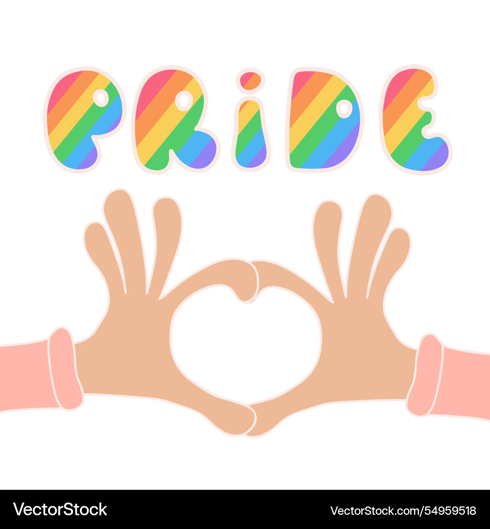 Hands make heart sign rainbow color symbol Vector Image