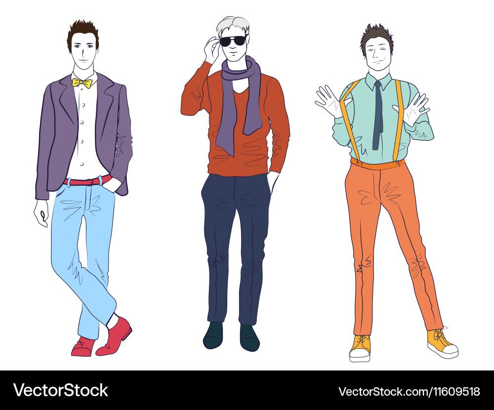 Handsome young guys men models in casual modern Vector Image