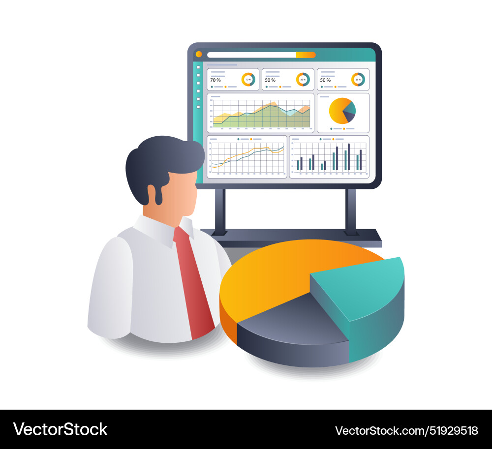 Insights into business development flat isometric Vector Image