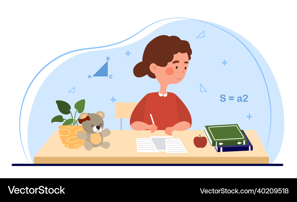 Kid do homework concept Royalty Free Vector Image