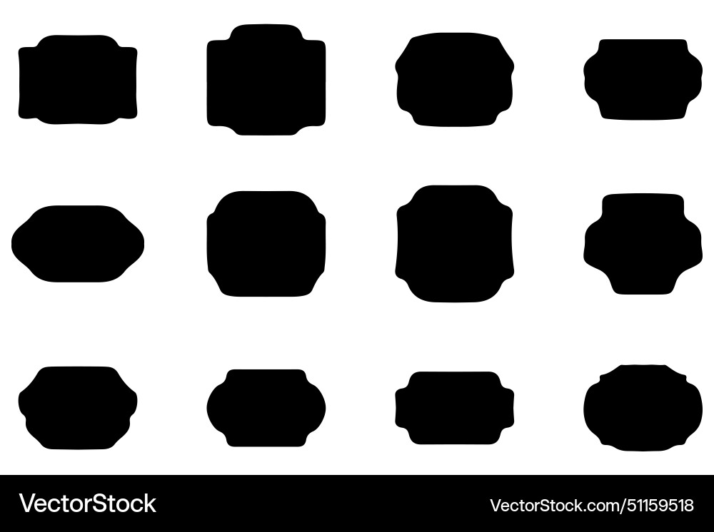 Label frame silhouette icon set Royalty Free Vector Image