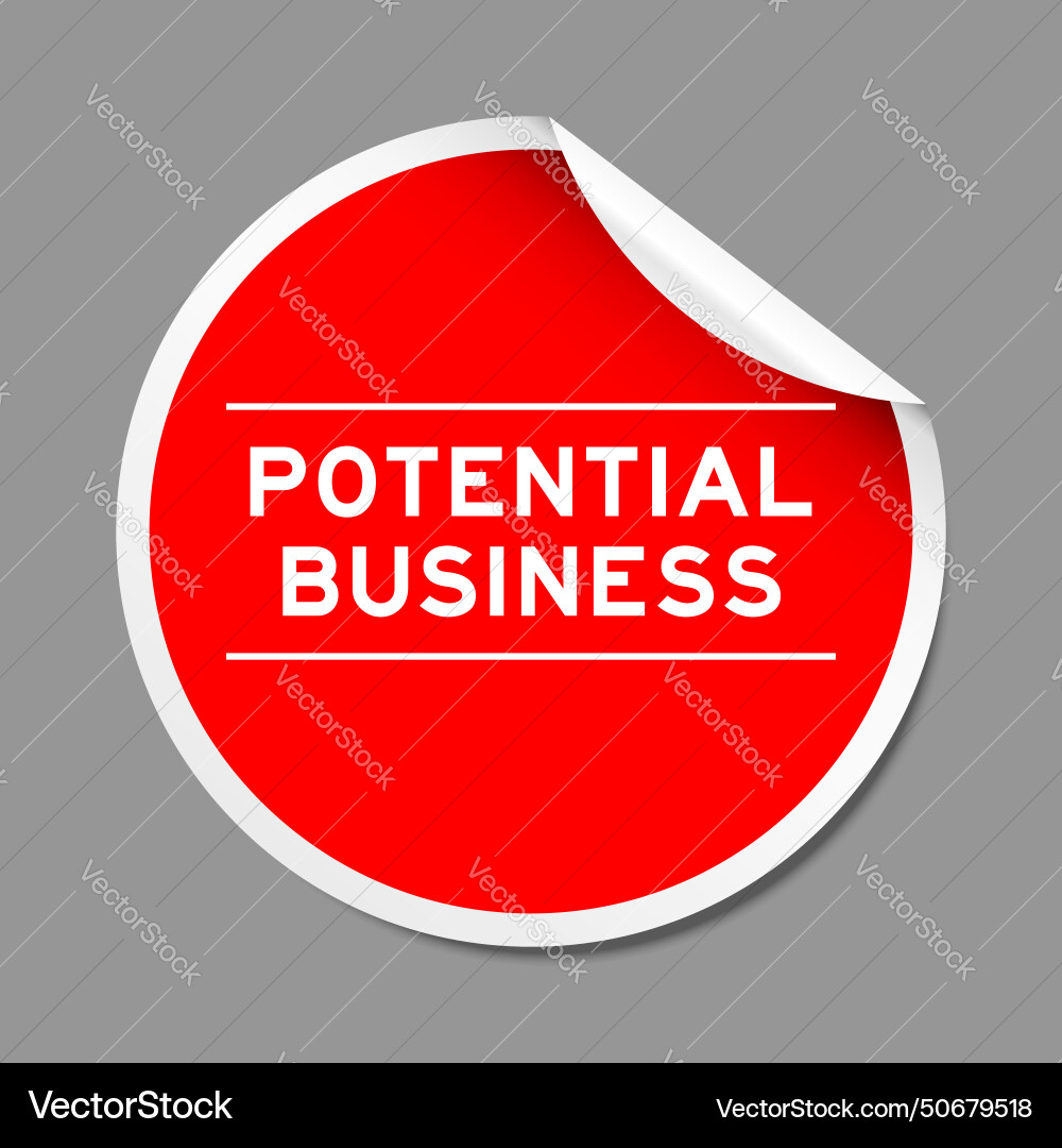 Red color peel sticker label with word potential Vector Image