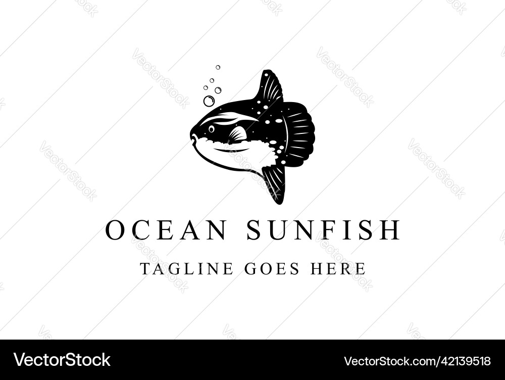 Swimming ocean sun fish with water bubble logo Vector Image