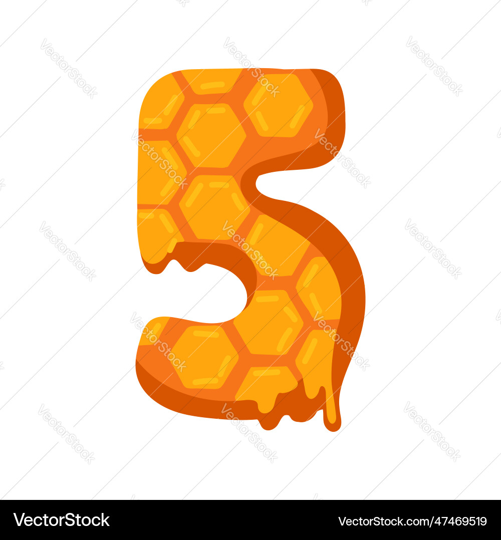 5 digit number five figure honey honeycomb Vector Image
