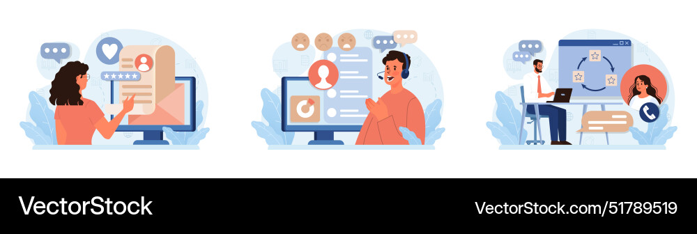 Customer feedback set consumer reviews public Vector Image