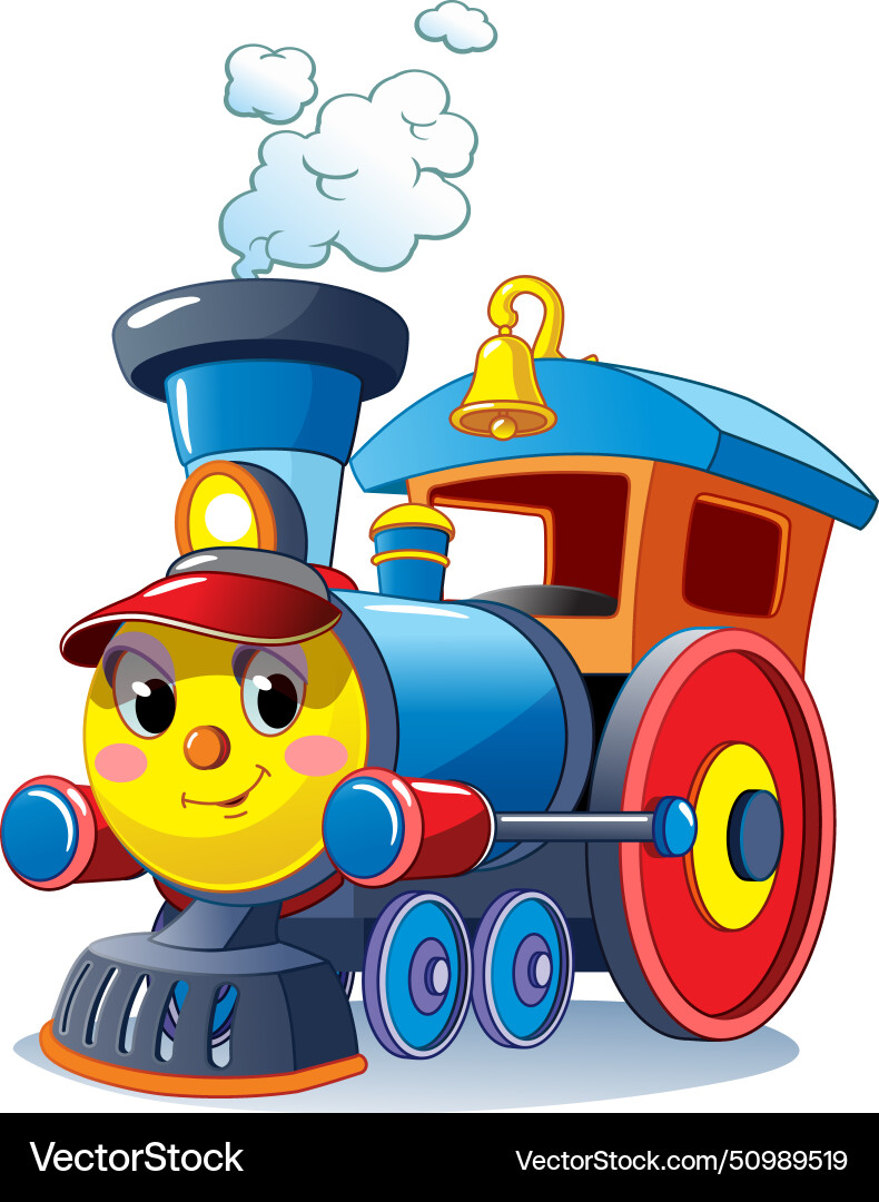 Funny multicolored locomotive train toy Royalty Free Vector