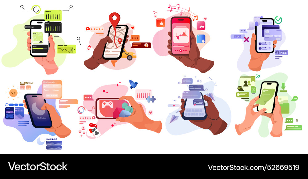 Hand hold phone mobile application retro Vector Image