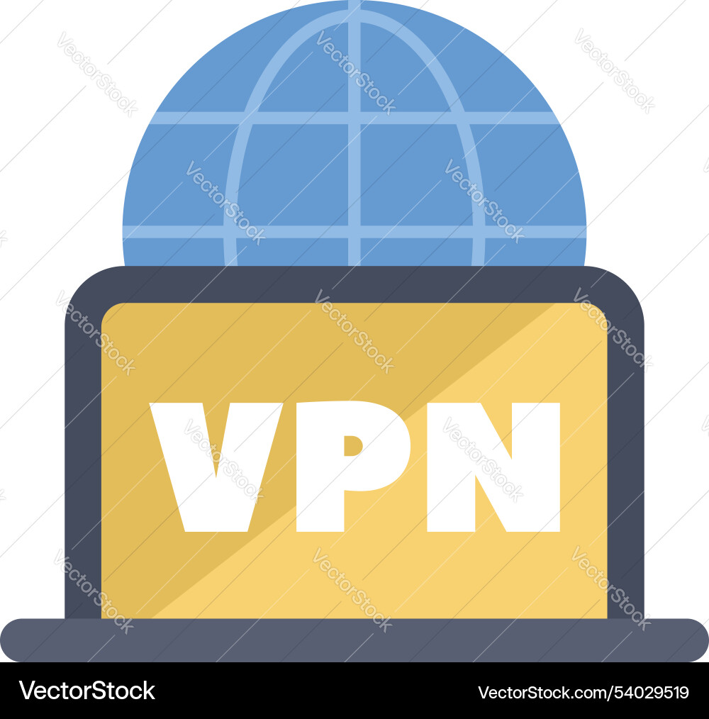 Laptop showing vpn with globe icon for secure Vector Image