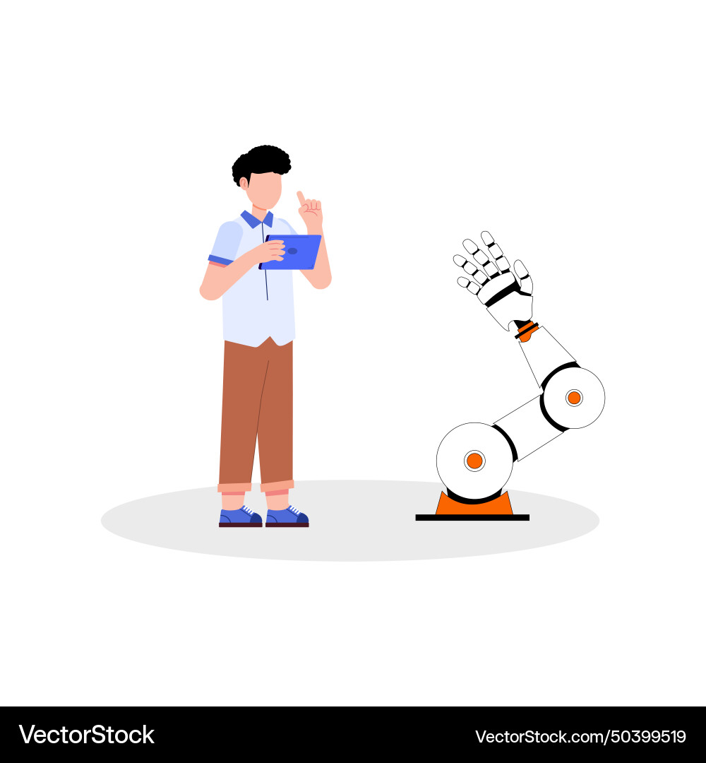 Man creating ai robotics Royalty Free Vector Image