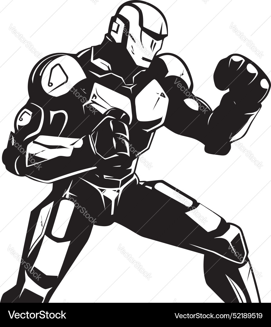 Mechanical marvel robot boxer black logo icon Vector Image