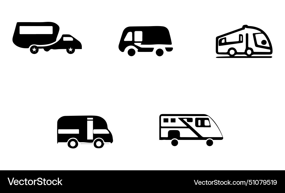Minimal simple black logo design with an rv Vector Image