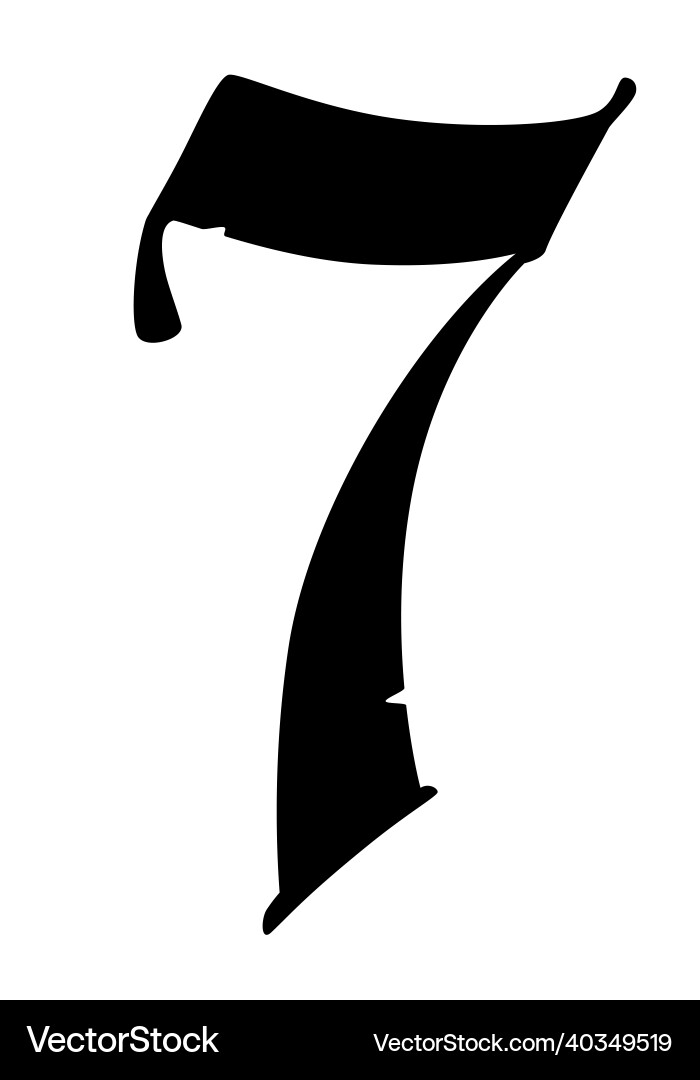 Number 7 in the gothic style symbol Royalty Free Vector