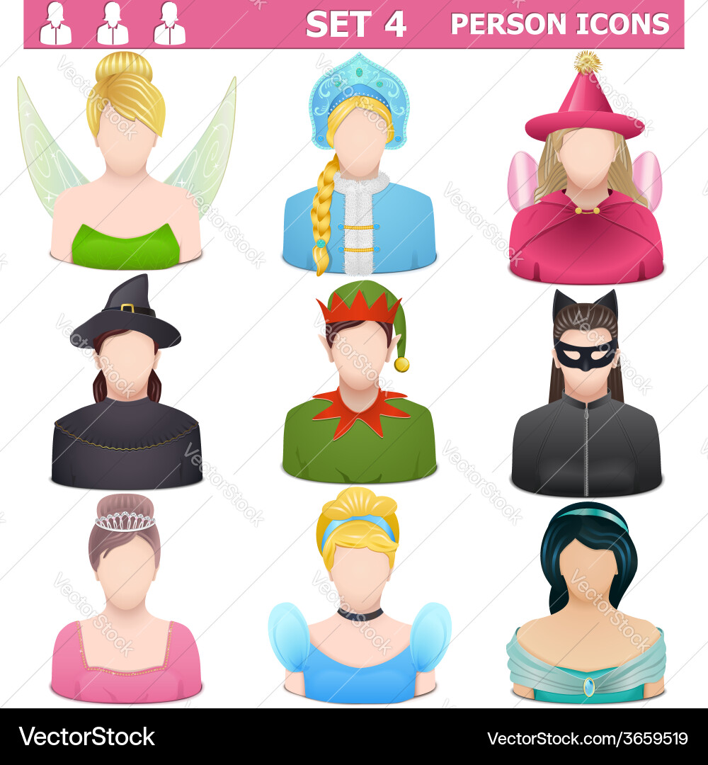 Person icons set 4 Royalty Free Vector Image - VectorStock