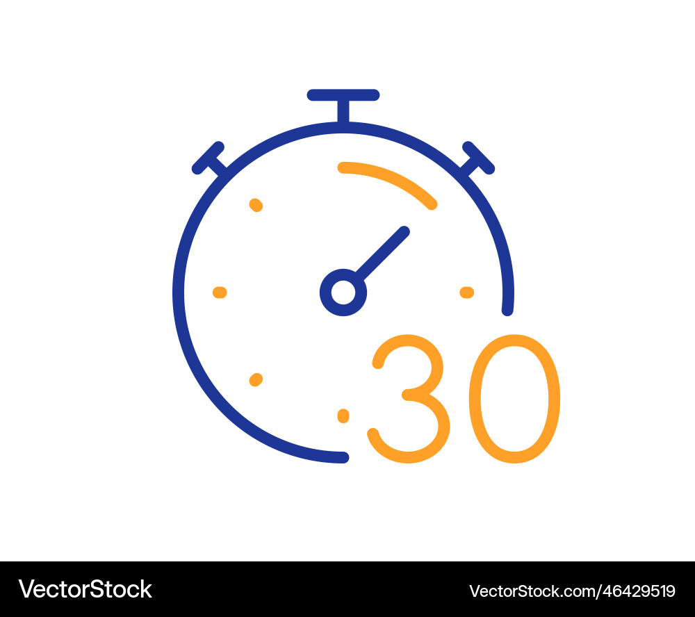 Timer 30 minutes line icon stopwatch time sign Vector Image