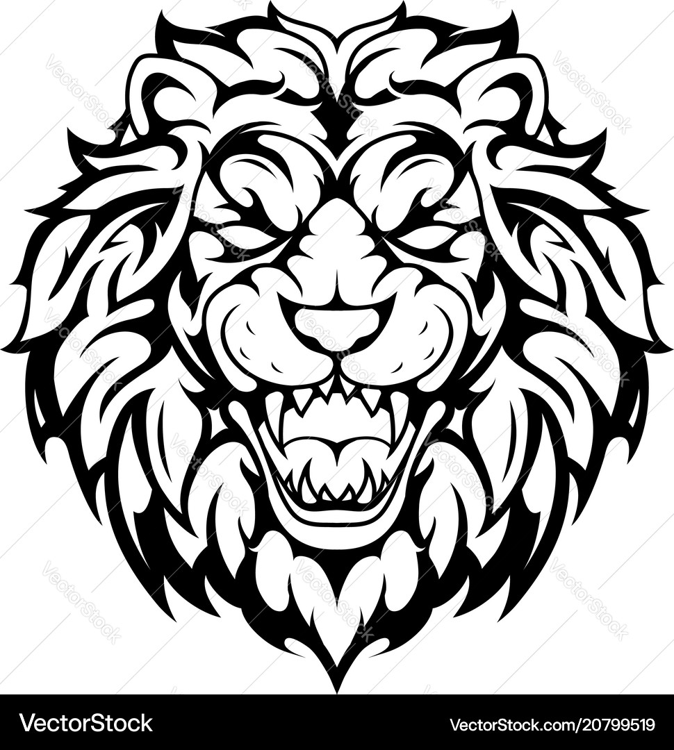 Tribal Lion Head Roar Royalty Free Vector Image