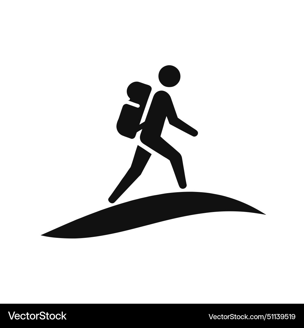 Uphill trek icon silhouette Royalty Free Vector Image