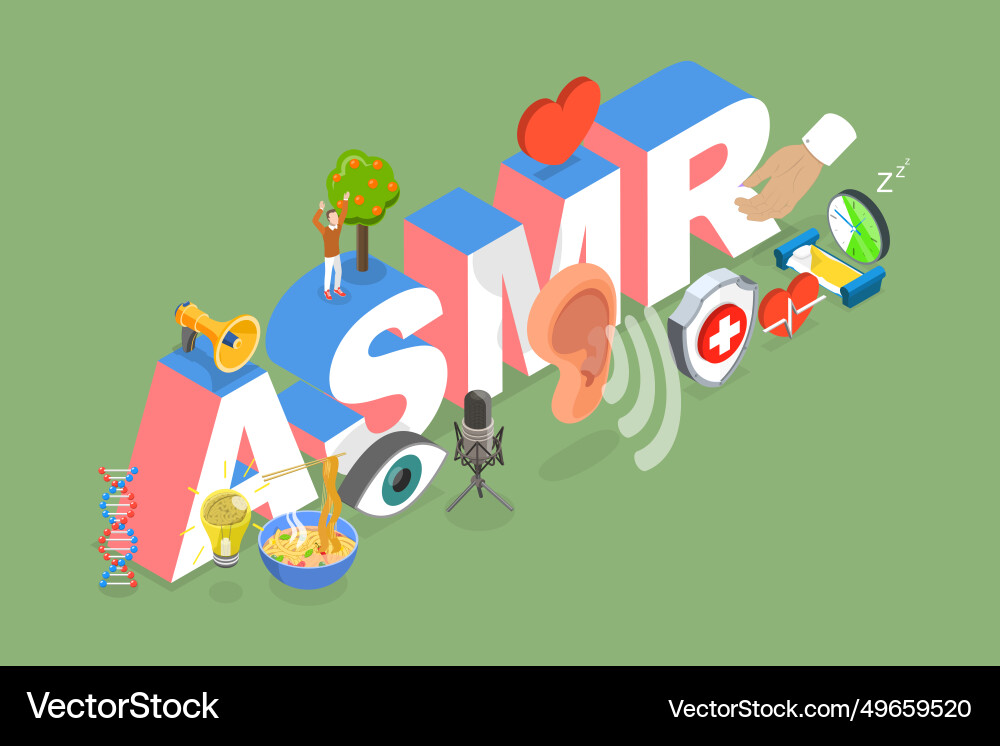 3d isometric flat of asmr Royalty Free Vector Image