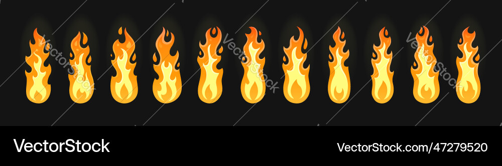 Cartoon Fire Flame Animation Royalty Free Vector Image